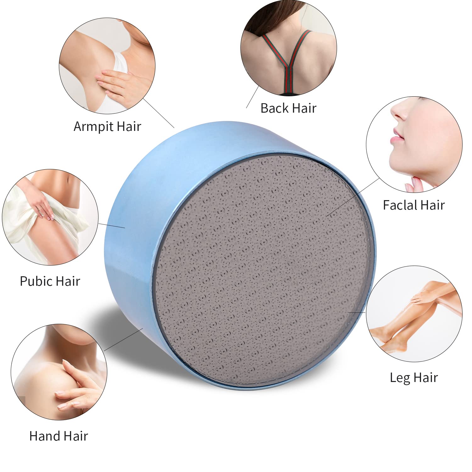 Double Sided Crystal Hair Eraser,Magic Hair Eraser,Crystal Hair Remover for Arms Legs Back,Reusable & Washable (Blue)