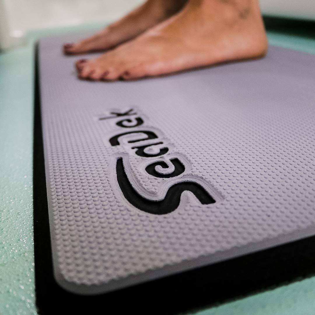 Castaway Customs | SeaDek 13mm Foam | Embossed Anti- Fatigue Helm Station Pad | Non Slip Boat Standing Mat | 3M Adhesive Backing (Storm Gray/Black, Small)
