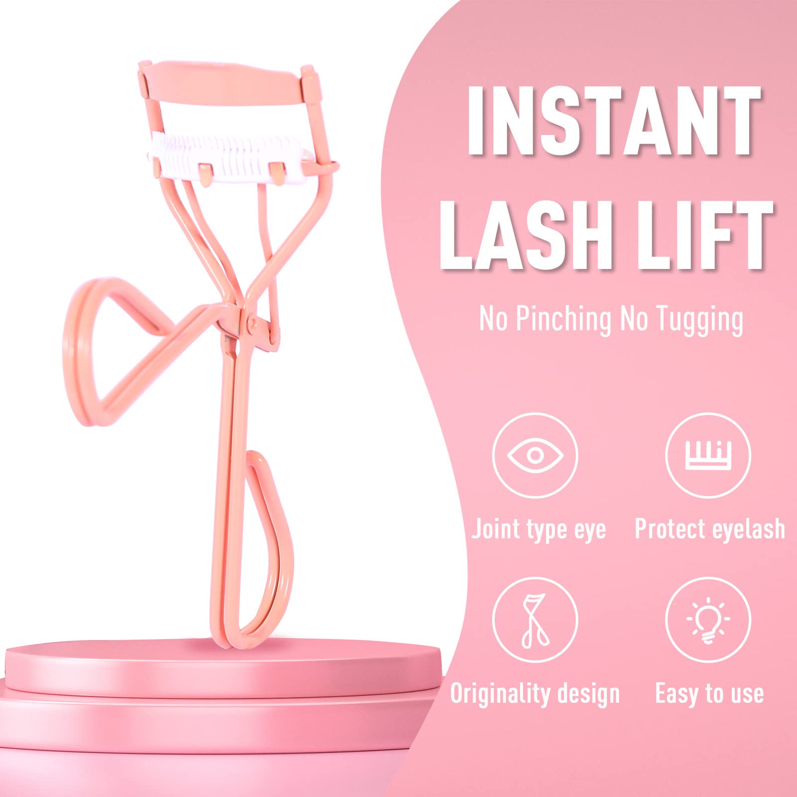 Eyelash Curlers with Comb, Pink Eyelash Curler with Built in Comb, Separated Eyelash Curler with Brush,Eye Lash Curler with Eyelash Curler Refills,Eyelashes Curler,The Professional Lash Tool