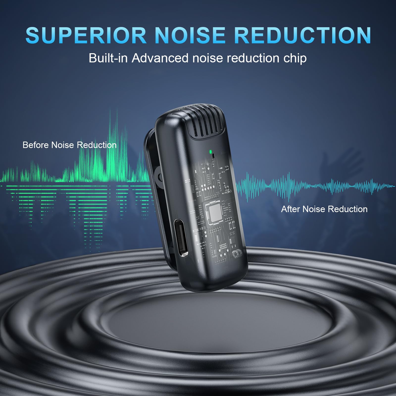 Datarm Wireless Lavalier Microphone for iPhone iPad - Clear Sound Cordless Mini Microphone for Interview Video Recording, TikTok, YouTube, Facebook Live