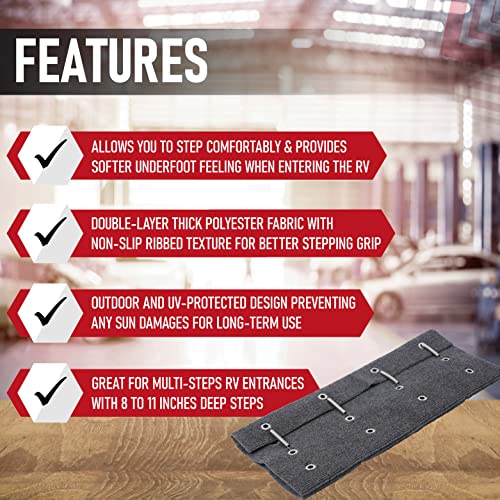 RV Camper Step Covers 3 Pack - 23 Inch Wide Straight Carpet Stair Rug Gray - Great for RV, Campers, Trailer, Vans with 8-11" Deep RV Stairs - Non-Slip Outdoor Stair Step Covers