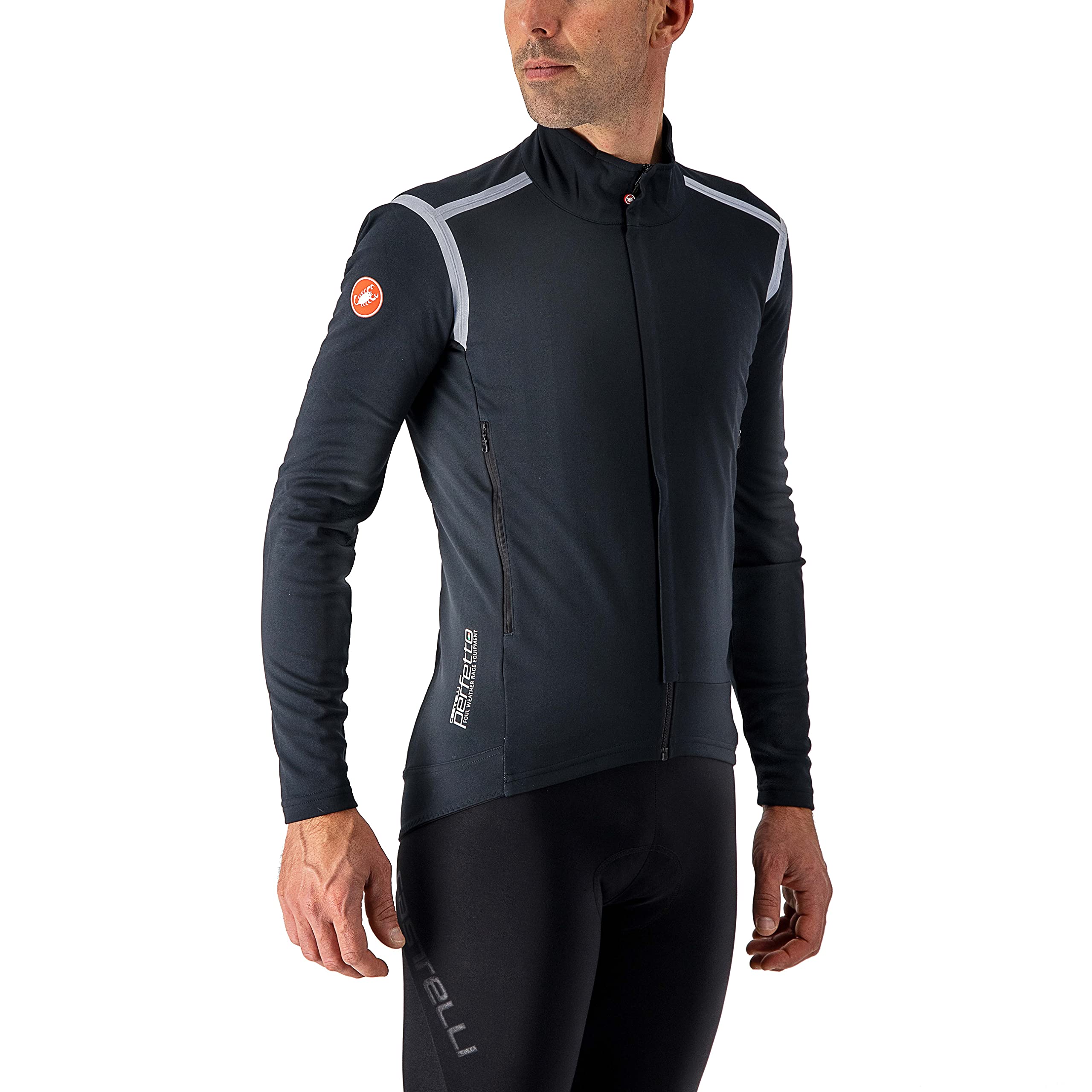 Castelli Men's Perfetto RoS Long Sleeve Jacket, Windproof, Water-Resistant Breathable Gabba, Road & Gravel Biking I Cycling - Light Black - X-Large