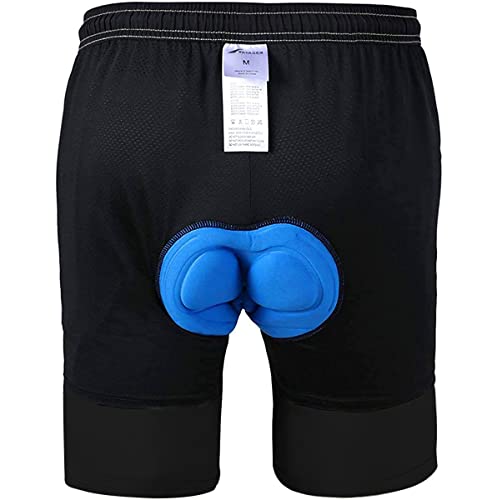 Men's Mountain Bike Shorts 3D Padded Bicycle MTB Shorts Loose-fit Lightweight MTB Cycling Shorts (All Black-M)