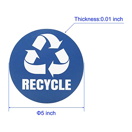 M METERXITY 6 Pack Recycle Sticker - Home Trash Can Labels, Strong Adhesion & Smooth Surface, Apply to Kitchen/Garden Trash Bin (5 Inch, White on Blue)