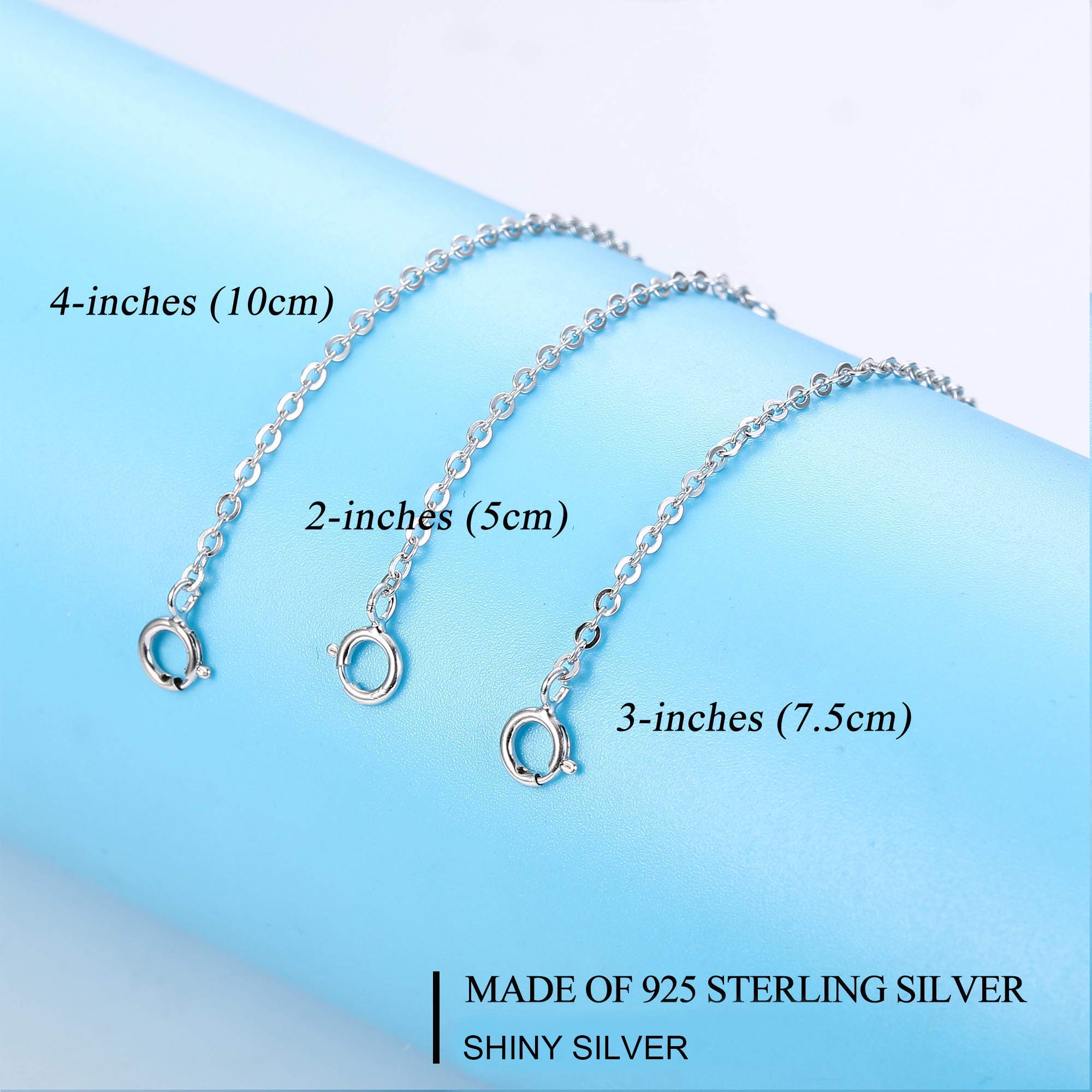 LANCHARMED 925 Sterling Silver Necklace Extenders Durable Necklace Extender Strong Removable Necklace Bracelet Anklet Extender for Jewelry Making(2 3 4 Inch)