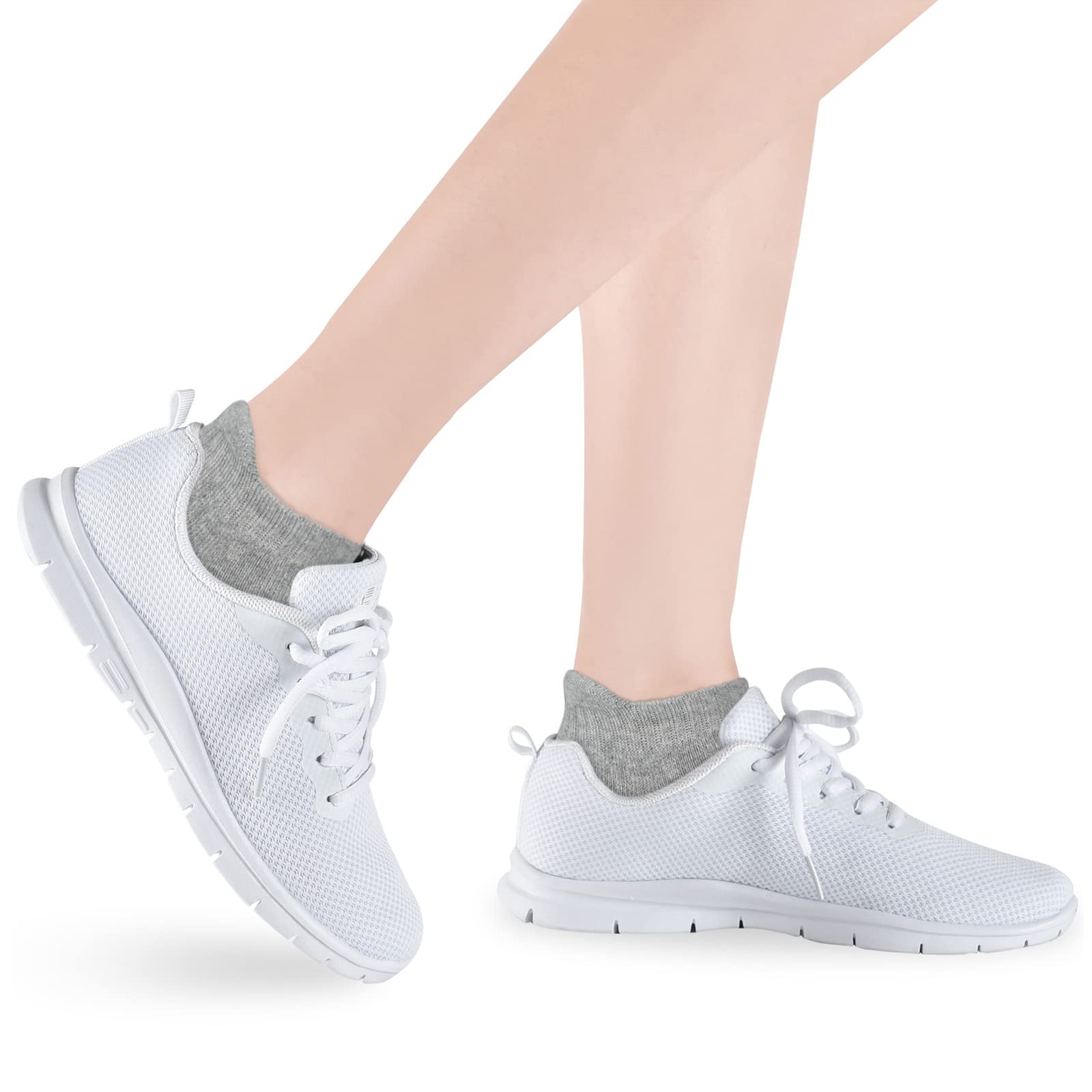 COZYOFFI 5 Pairs Ankle Socks for Women and Men Thick Cushion Athletic Running Low Cut Socks With Tab (Small, C03-Gray)