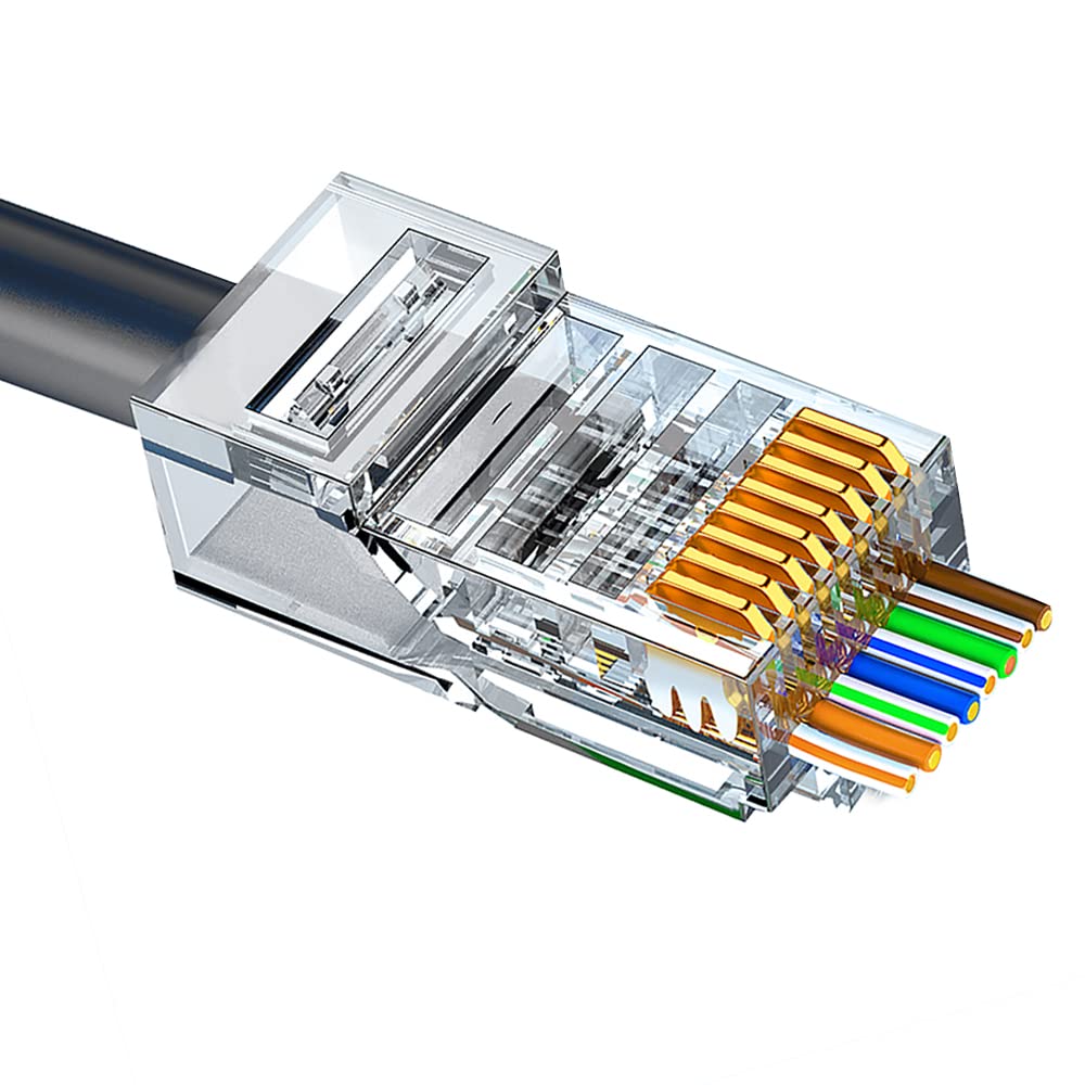 Ercielook RJ45 Ends - Pass Through Cat6 Cat5 RJ45 Connector, 100-Pack 8P8C Ethernet Connector