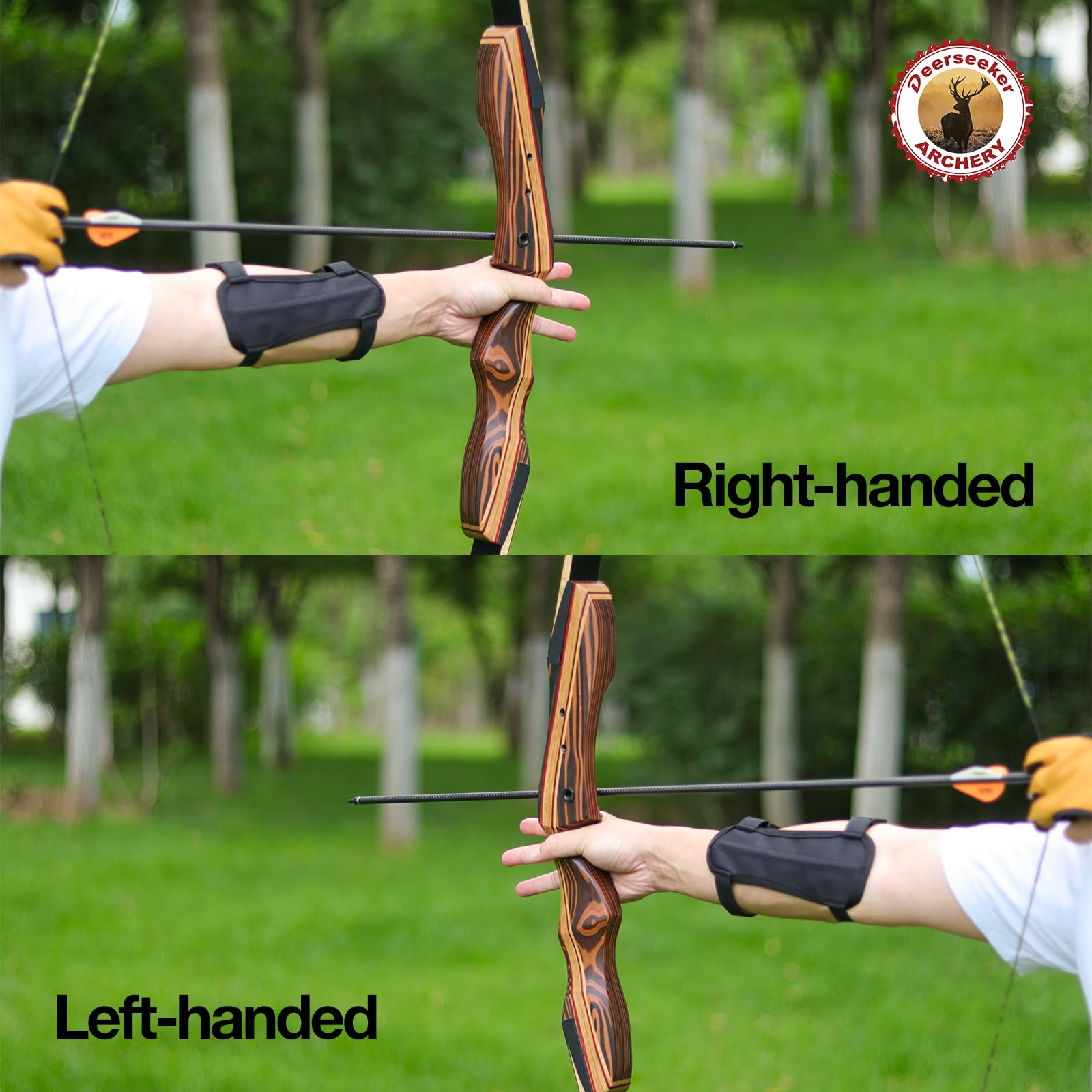 Deerseeker Archery 62" Takedown Recurve Bow Set for Adults & Youth with Right Hand & Left Handed Laminated Wooden Riser Bow Hunting Target Shooting 20-60lbs(RH 50lb)