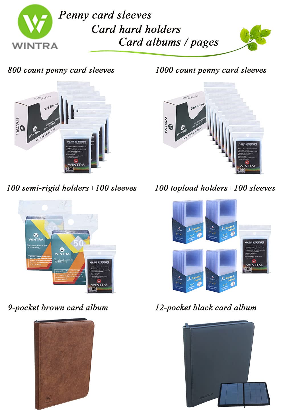 WINTRA 1200 Count Ultra Clear Penny Card Sleeves,Soft Card Protectors for Baseball Cards, Sleeved Trading Cards