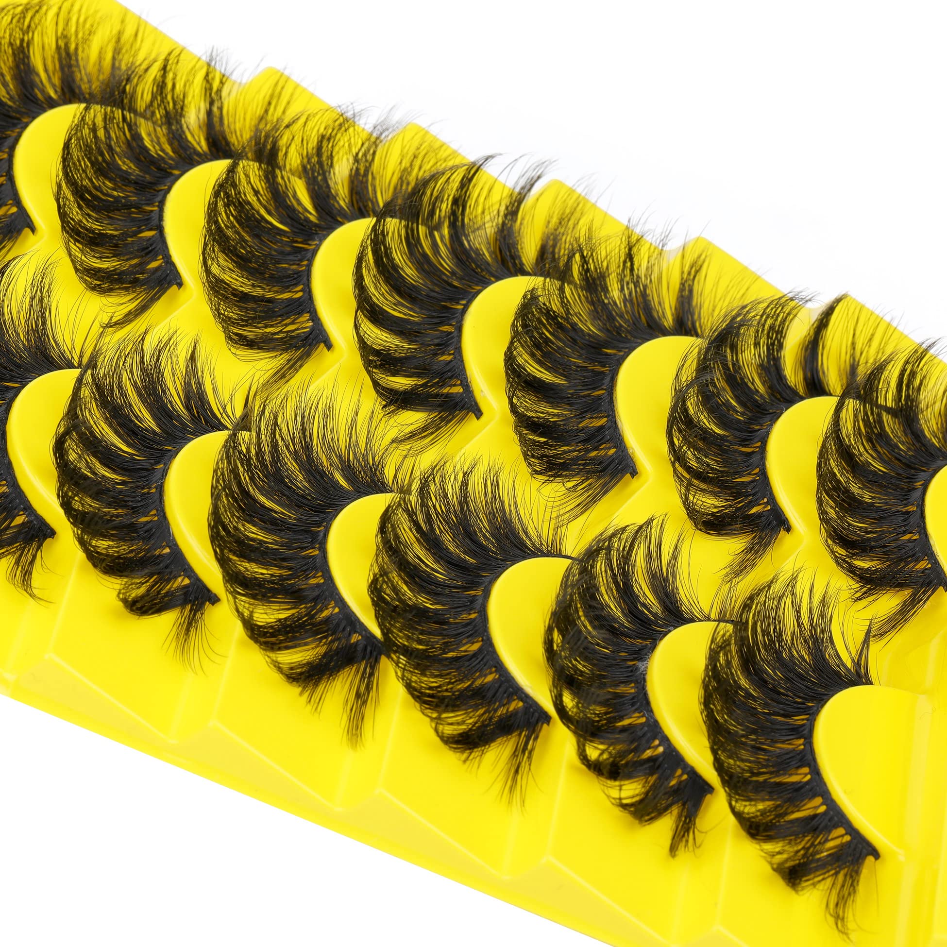 Eyelashes Dramatic Fluffy Mink Lashes Full of Volume 3D Effect Faux Mink Lashes 20MM D Curly Fake Eyelashes Wispy Lashes Pack 7 Pairs