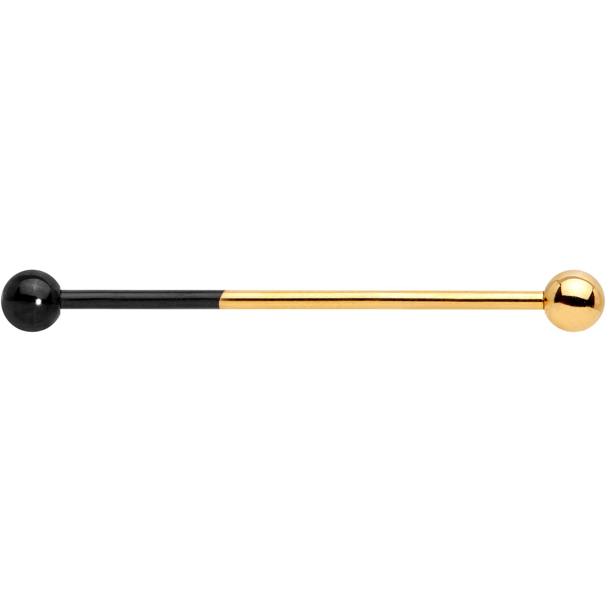 Body Candy 38mm Stainless Steel Helix Earring Cartilage Earring Half Black Industrial Barbell 1 1/2"