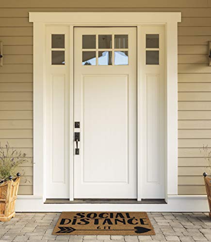 DII Quarantine Doormat Collection, Natural Coir Fiber, Non-Slip PVC Backing, 18x30, Social Distance
