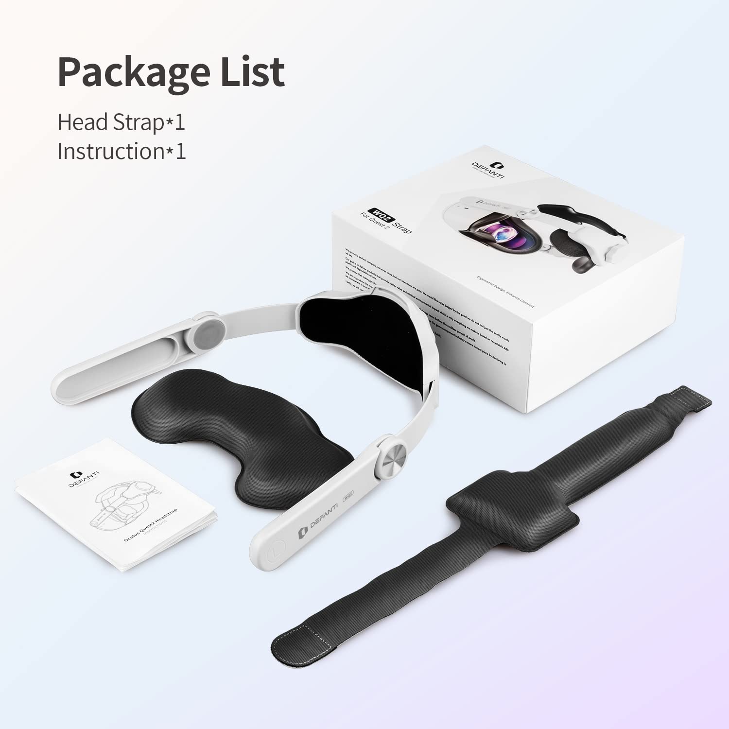 Defanti Adjustable Head Strap for Quest 2, Replacement Cushion for Quest 2 Accessories Elite Strap for Enhanced Support and Comfort, Balance Weight Reduce Pressure in VR