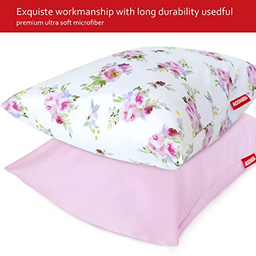 Toddler Pillow Case 2 Pack, Travel Pillow Case Purple Flower for Girls, Envelope Closure Small Pillow Cases 14''x20'', 100% Soft Microfiber, Machine Washable Travel Pillow Case Cover
