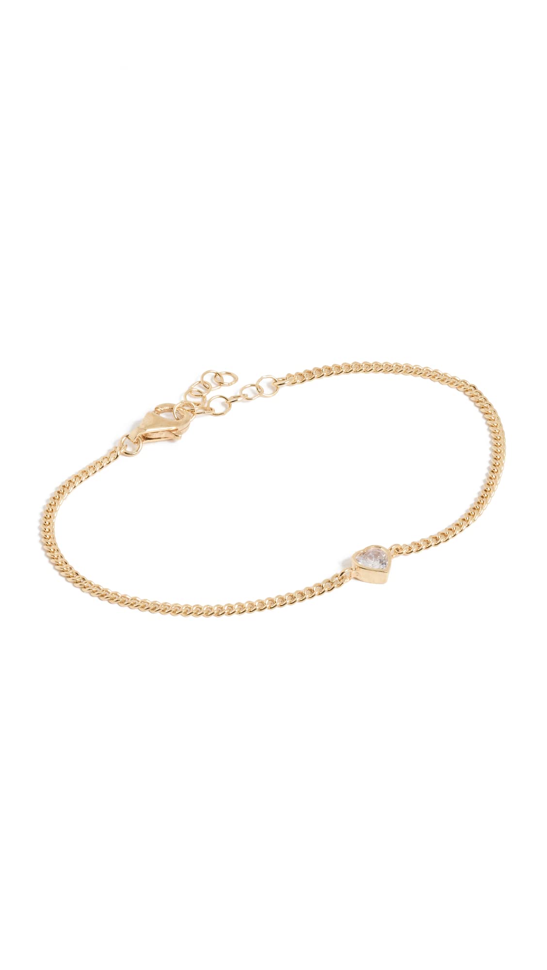 By Adina Eden Women's Heart Bezel Cuban Bracelet, Gold, One Size