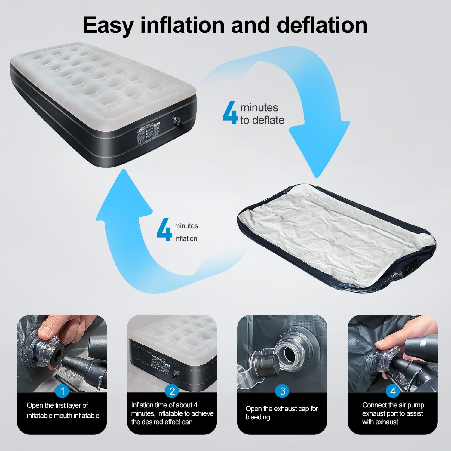 Cirtek Inflatable Mattress, inflatables Bed, Camping, Travel, Tent Portable Size Lightweight Matress, Easy to Sleeping, Configuration Blow Pump (13 Queen)