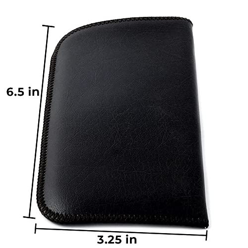 Calabria Unisex Full Slip Soft Eyeglass Case Black&Brown(2Pack) PU Leather & Felt