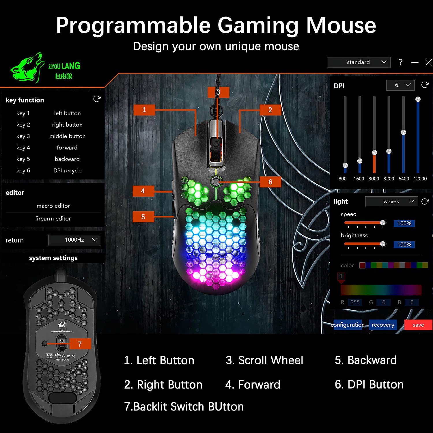 Wired Gaming Keyboard and Mouse,3 in 1 Gaming Set,Blue LED Backlit Wired Gaming Keyboard,RGB Backlit 12000 DPI Lightweight Gaming Mouse with Honeycomb Shell,Large Mouse Pad for PC Game(Blue)