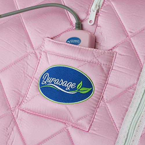 Durasage Personal Ultra Low Emf Portable Infrared Sauna Spa for Weight Loss, Detox, Relaxation at Home, 30 Minute Timer, with Handheld Remote Control, Heated Footpad and Chair (Light Pink)