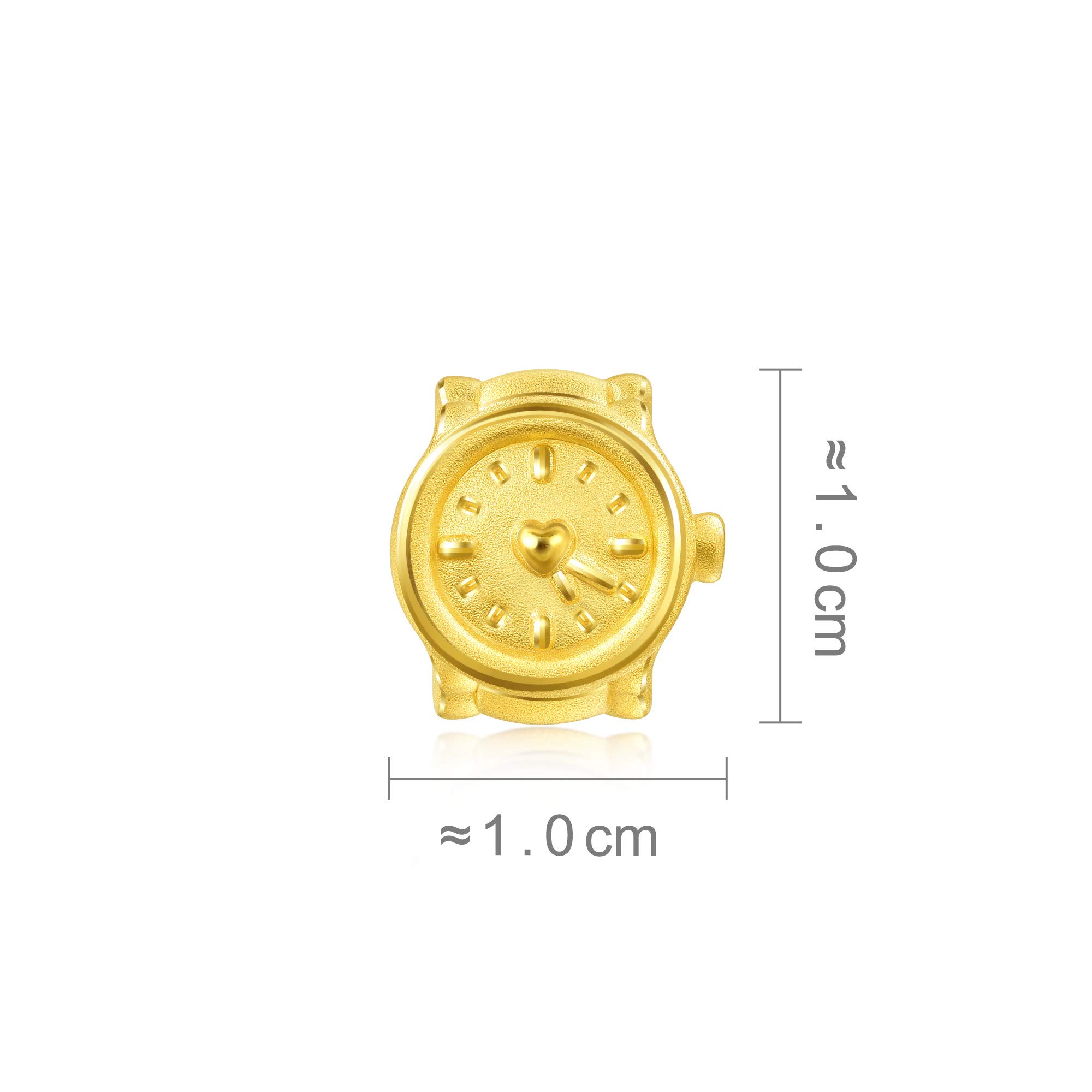 CHOW SANG SANG 999 24K Solid Gold Love Watch Mini Charm Bracelet for Women 92444C (Gold, 17 CM)