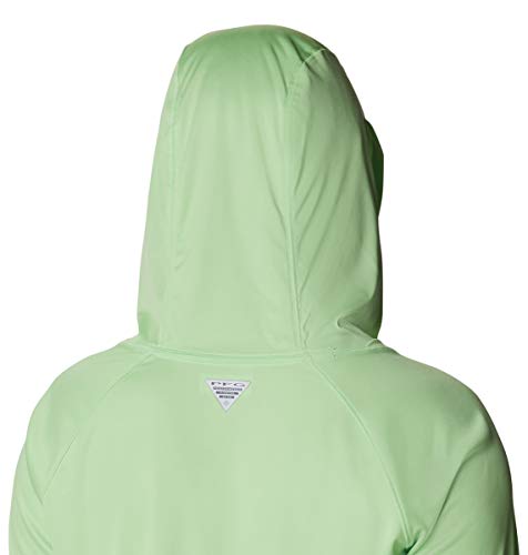 Columbia Women's PFG Tidal Tee Hoodie, UV Protection, Moisture-Wicking, Lime Glow/White Logo, Large