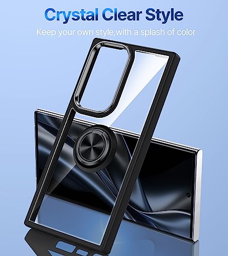 Silverback for Samsung Galaxy S22 Ultra Case Clear with Ring Stand, Shockproof Protective Slim Lightweight Phone Case for Galaxy S22 Ultra 5G 6.8 Inch, Black Clear