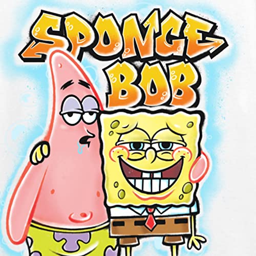 Mens Spongebob Squarepants Classic Shirt - Spongebob, Patrick & Krusty Krab T-Shirt (White, Medium)