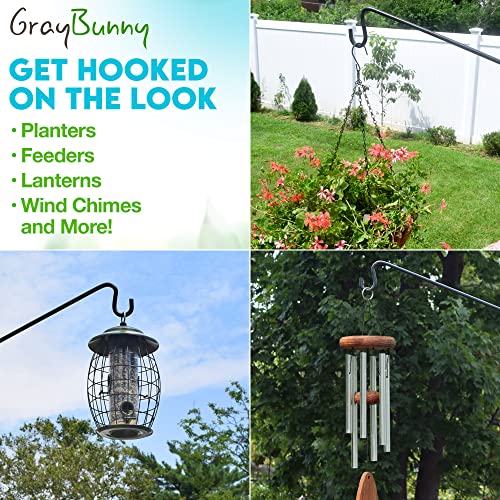 Extended Bird Feeder Pole - 49" Heavy Duty Deck Hook Wall Mounted, Bird Feeder Hanger for Railing, Deck Hook for Bird Feeders, Plants, Suet Baskets - Rust Proof & Adjustable, Black