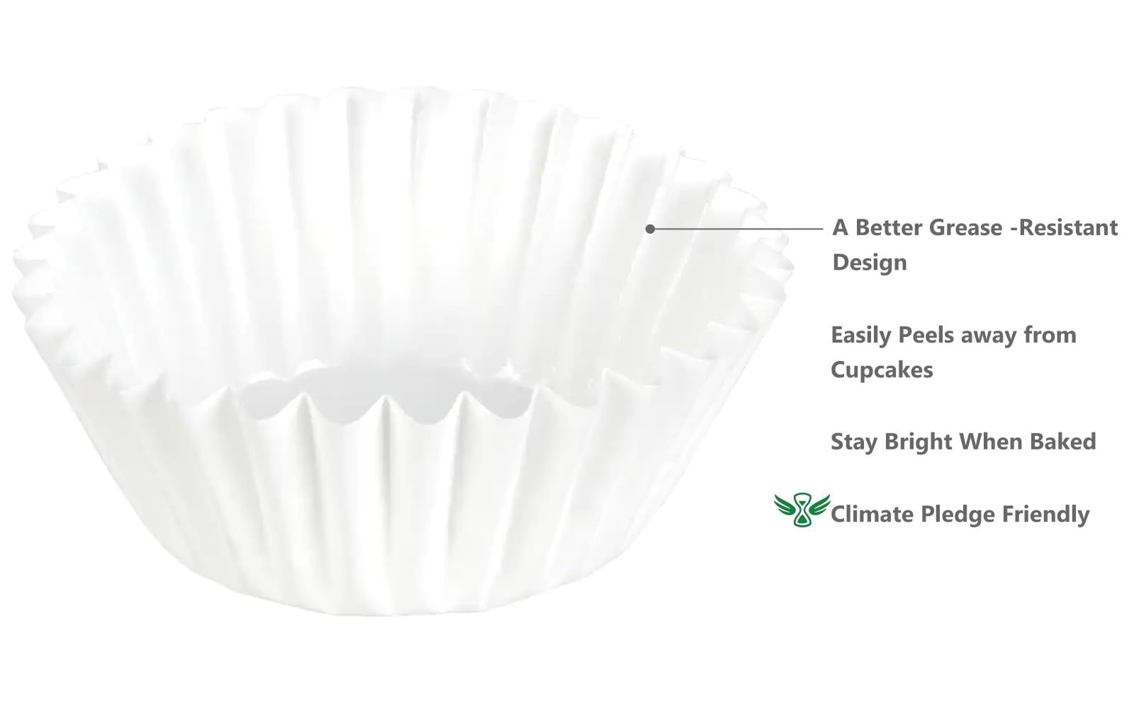 Caperci Heavy Duty Standard White Cupcake Liners 150 Counts - Grease-Resistant Paper Muffin Baking Cups, Odorless, No Muffin Pan Needed, Easily Peels (White)