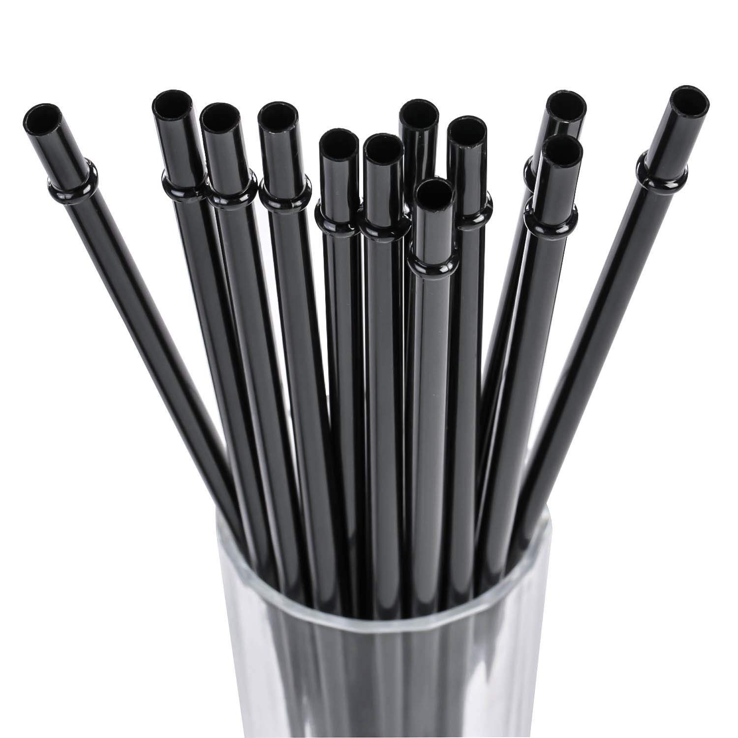 DAKOUFISH 13 Inch Long Black Reusable Plastic Replacement Drinking Straws for 40 oz & 50 oz Mason Jar,Tumblers, Set of 12 with Cleaning Brush (13inch, Black)
