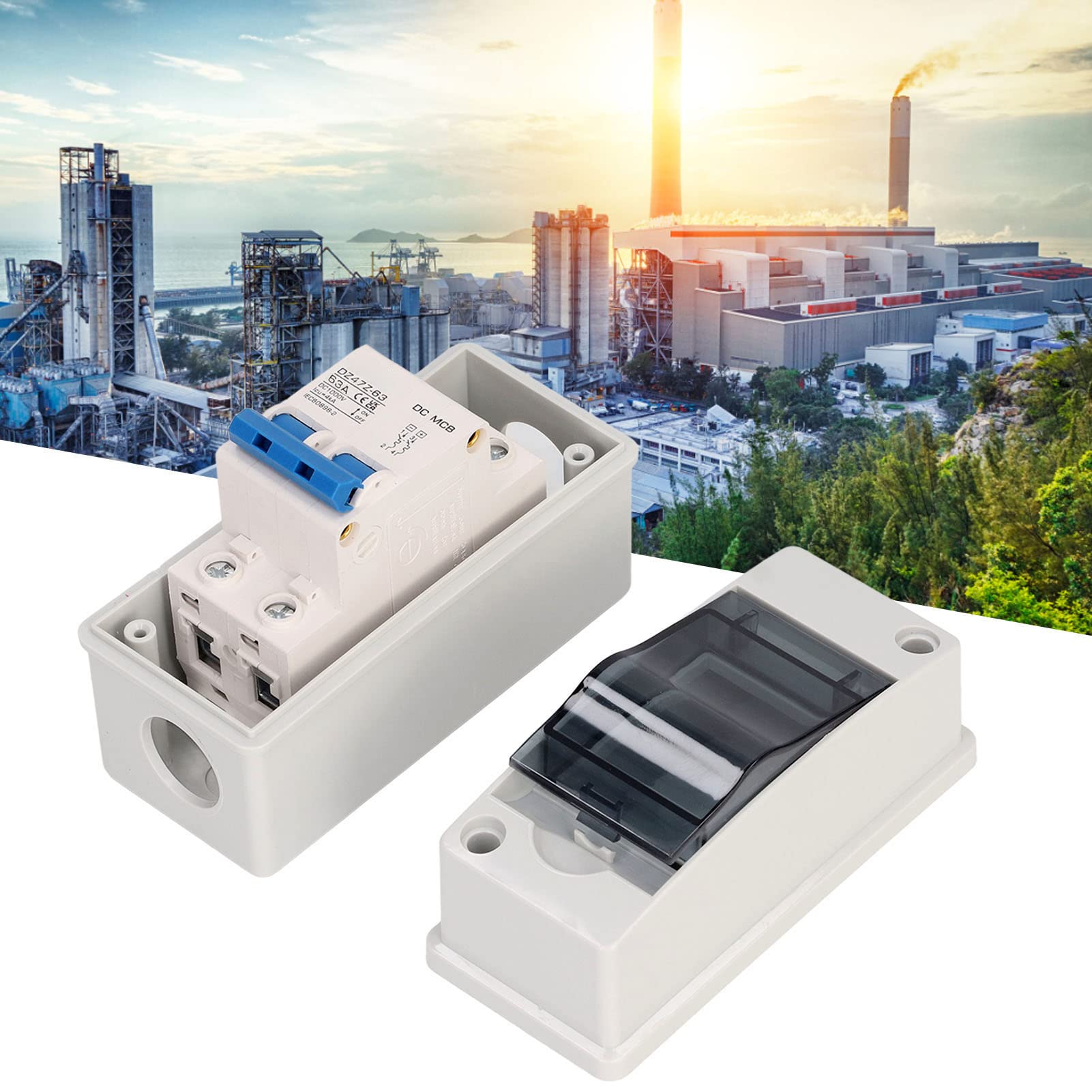 DC Miniature Circuit Breaker, 2 Pole 1000V 63Amp Isolator for Solar PV System, DIN Rail Mount Chtaixi DC Disconnect Switch Solar Disconnect Switch with Outdoor IP65 Waterproof Box