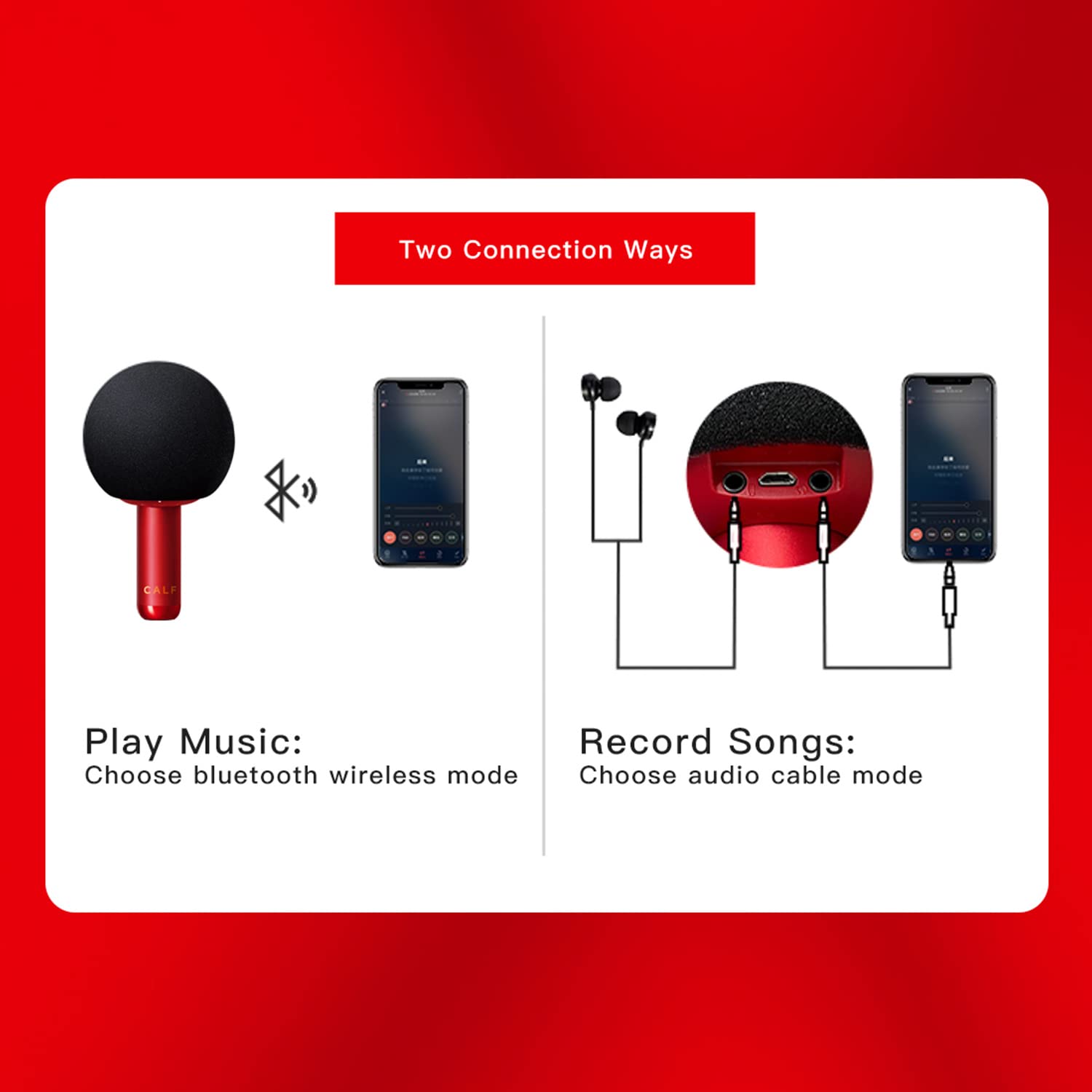 CALF Karaoke Microphone Wireless Bluetooth Changba Speaker Portable Mini Adults Entertainment Handheld Mic Speaker Singing Home KTV Party Indoor Electronic Gifts for Android iPhone Smartphones PC