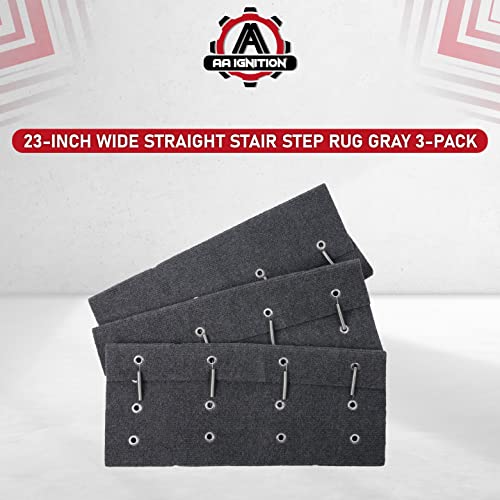 RV Camper Step Covers 3 Pack - 23 Inch Wide Straight Carpet Stair Rug Gray - Great for RV, Campers, Trailer, Vans with 8-11" Deep RV Stairs - Non-Slip Outdoor Stair Step Covers