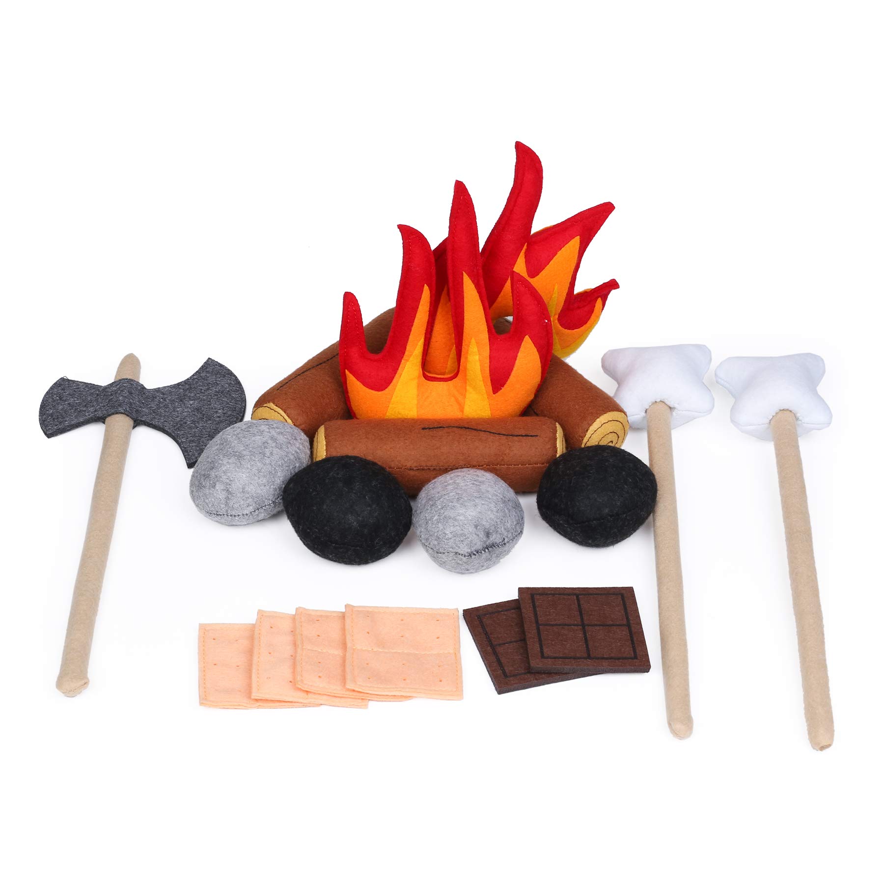 UANDME 21pcs Pretend Camping Play Set Safe Campfire Toys for Kids Dramatic Play Toys for Boys and Girls Doll Camping for Preschoolers