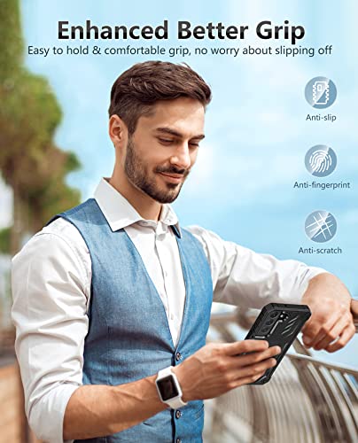 FNTCASE for Samsung Galaxy S22 Protective Case: Military Grade Protection Rugged Anti-Drop Case with Belt-Clip Holster & Kickstand - Full Shockproof Sturdy Durable Bumper Textured Cell Phone Cover