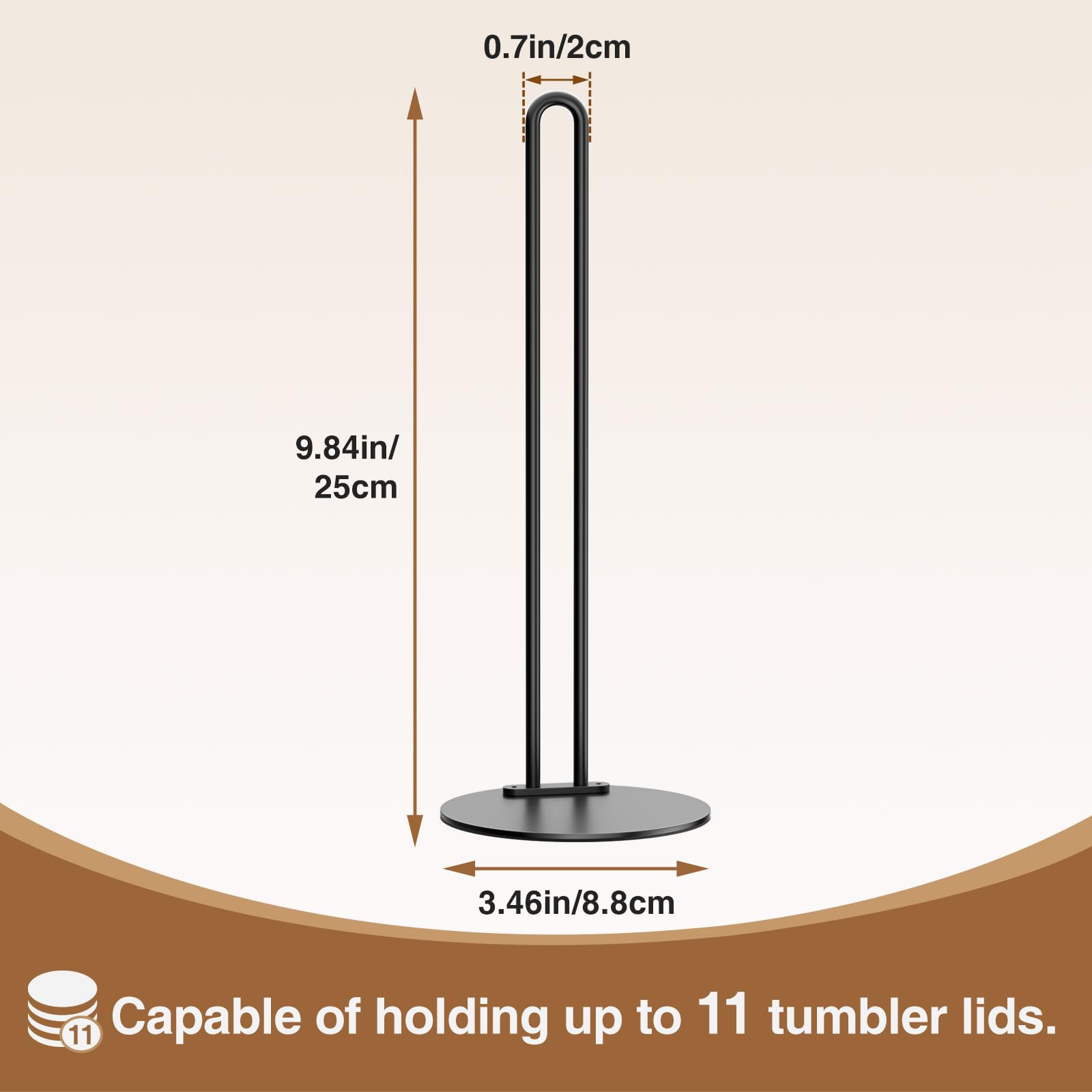 giffgiss Tumbler Lid Organizer 2 Pack(0.79" Width): Holding Up to 11 lids - Metal Holder with 10 Inches of Vertical Space for Kitchen Cabinet Countertop Storage - for Yeti/Stanley/Simple Modern Cups
