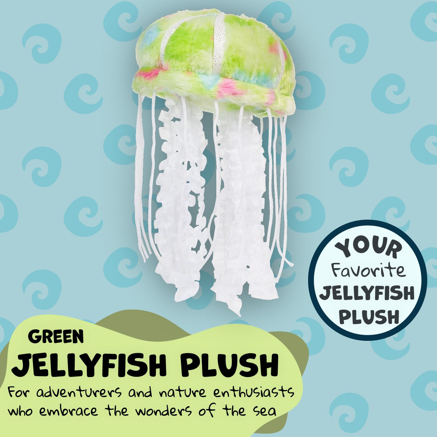 WISHPETS ConfettiSoft 7" Jellyfish Stuffed Animal Plush Toy - Green
