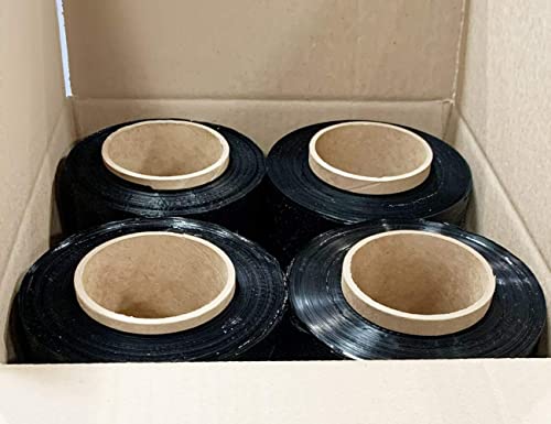 Direct Resources Stretch Wrap Industrial Strength 18 Inch Inch x 1000 Sq Ft - 80 Gauge Thick (20 Micron) Clear Cling Plastic Pallet Supplies | Durable Self - Adhering Packing Moving Packaging Shrink Film Rolls (Black, 4 Pack)