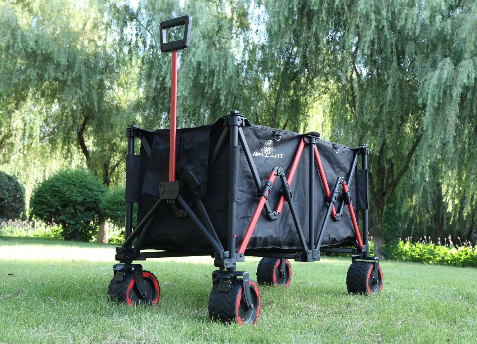 Collapsible Wagon Cart, Wagons Carts Heavy Duty Foldable, Wagons Carts Foldable, 200L 400lbs Large Beach Wagon for Sand, Folding Wagon Adjustable Handle, Beach Cart Wagon Big Wheels for Sand.…