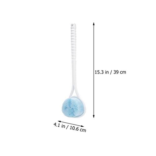 Healifty Bath Scrub Brush Exfoliating Shower Brush Bath Body Brush Handled Back Scrubber Dual-sided Silicone Soft Bath Brush for Wet or Dry Brushing Deep Cleansing and Massage Sky-blue