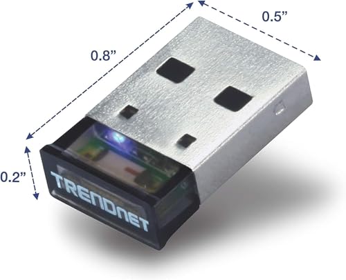 TRENDnet Low Energy Micro Bluetooth 4.0 Class I USB 2.0 with Distance up to 100Meters/328 Feet. Compatible with Win 8.1/8/7/Vista/XP Classic Bluetooth, and Stereo Headset, TBW-106UB