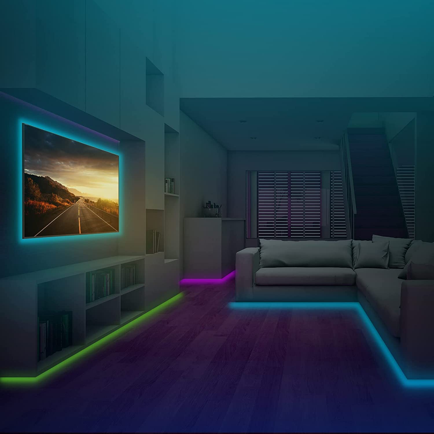 BYDIFFER 100ft Bluetooth Led Strip Lights (3 Rolls of 33.3ft), Music Sync Smart Lighting Strips with App Control, Color Change 5050 Led Light for Bedroom Room Party and Home