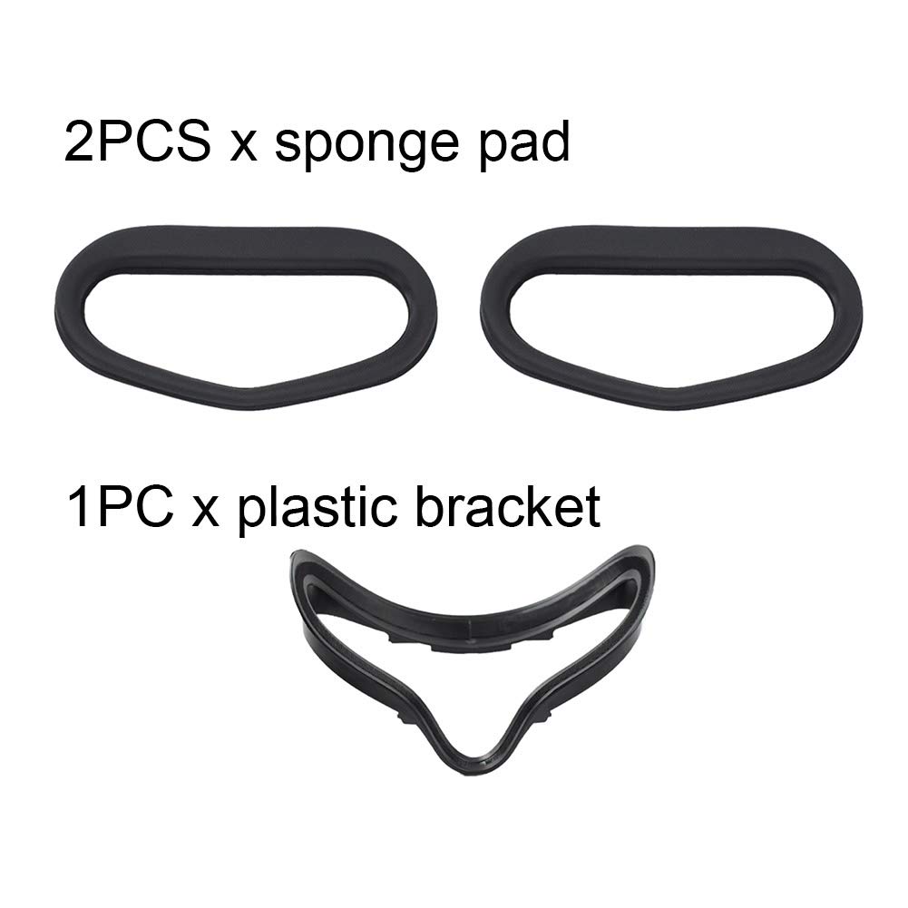 CALIDAKA 3pcs VR Facial Interface Bracket and PU Leather Foam Face Sponge Pad Replacement for Oculus-Quest 2 Detachable VR Facial Pad Cushion Washable Anti Leakage Nose Pad for Oculus-Quest 2