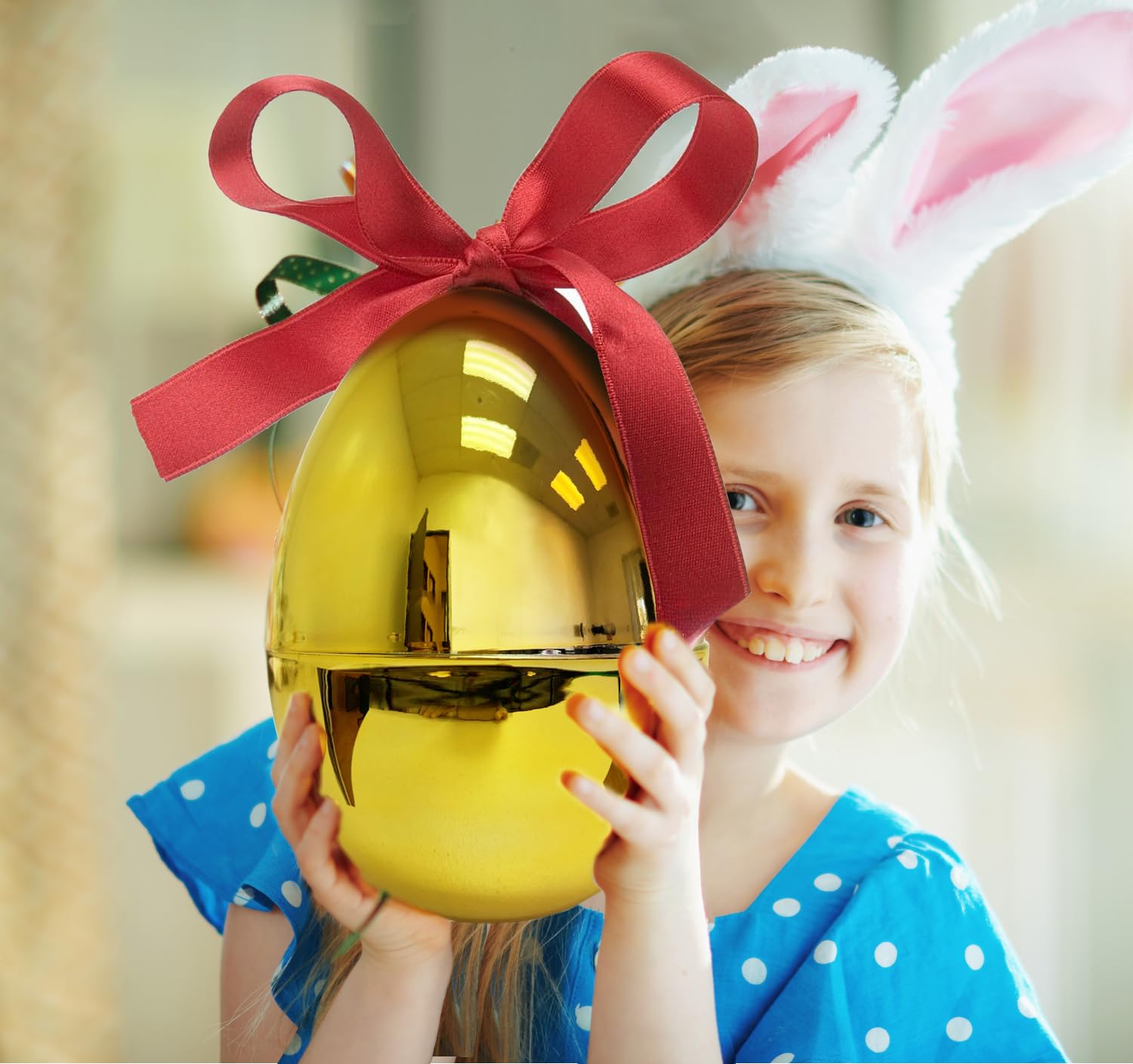GiftExpress Jumbo Easter Egg - 10" Tall x 7" Wide Extra Large Empty Plastic Eggs - Perfect Kids & Adult Party Toys for Gift Baskets or Egg Hunt Decor - 1 Piece, Gold