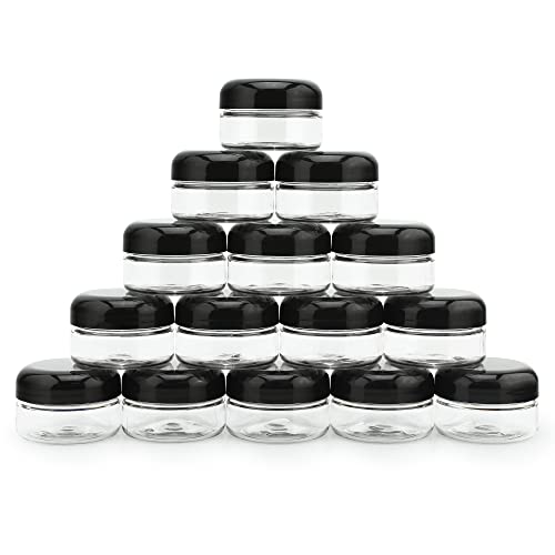 Cornucopia 2oz Clear Plastic Jars (15-Pack); Clear Plastic Containers with Domed Lids Perfect for Cosmetics and Food