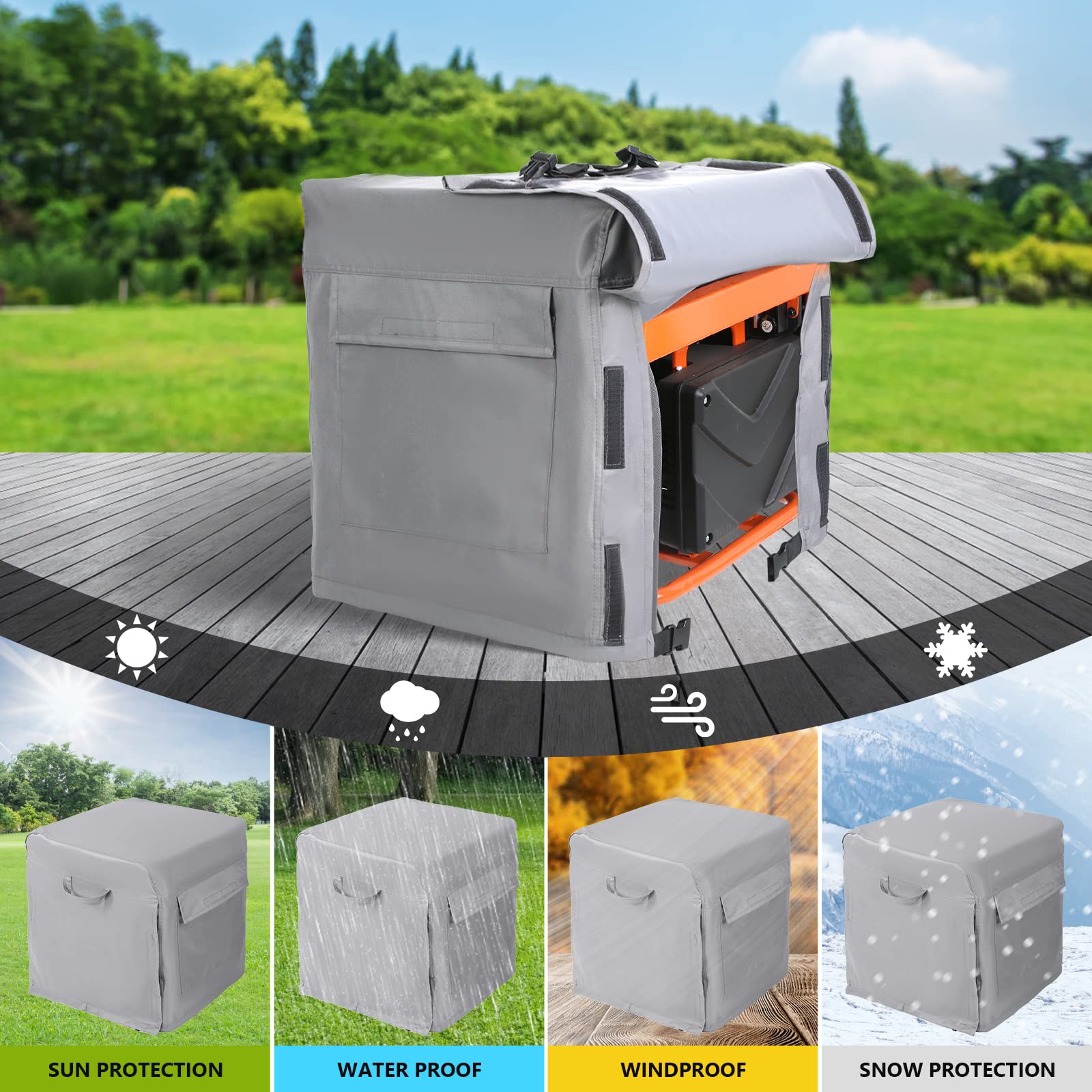 Discover Patios Generator Cover Thicken Heavy Duty Waterproof 600D Polyester,Snow/UV/Wind Proof Generator Cover,38”Lx28”Wx30”H,Gray (38*28*30)
