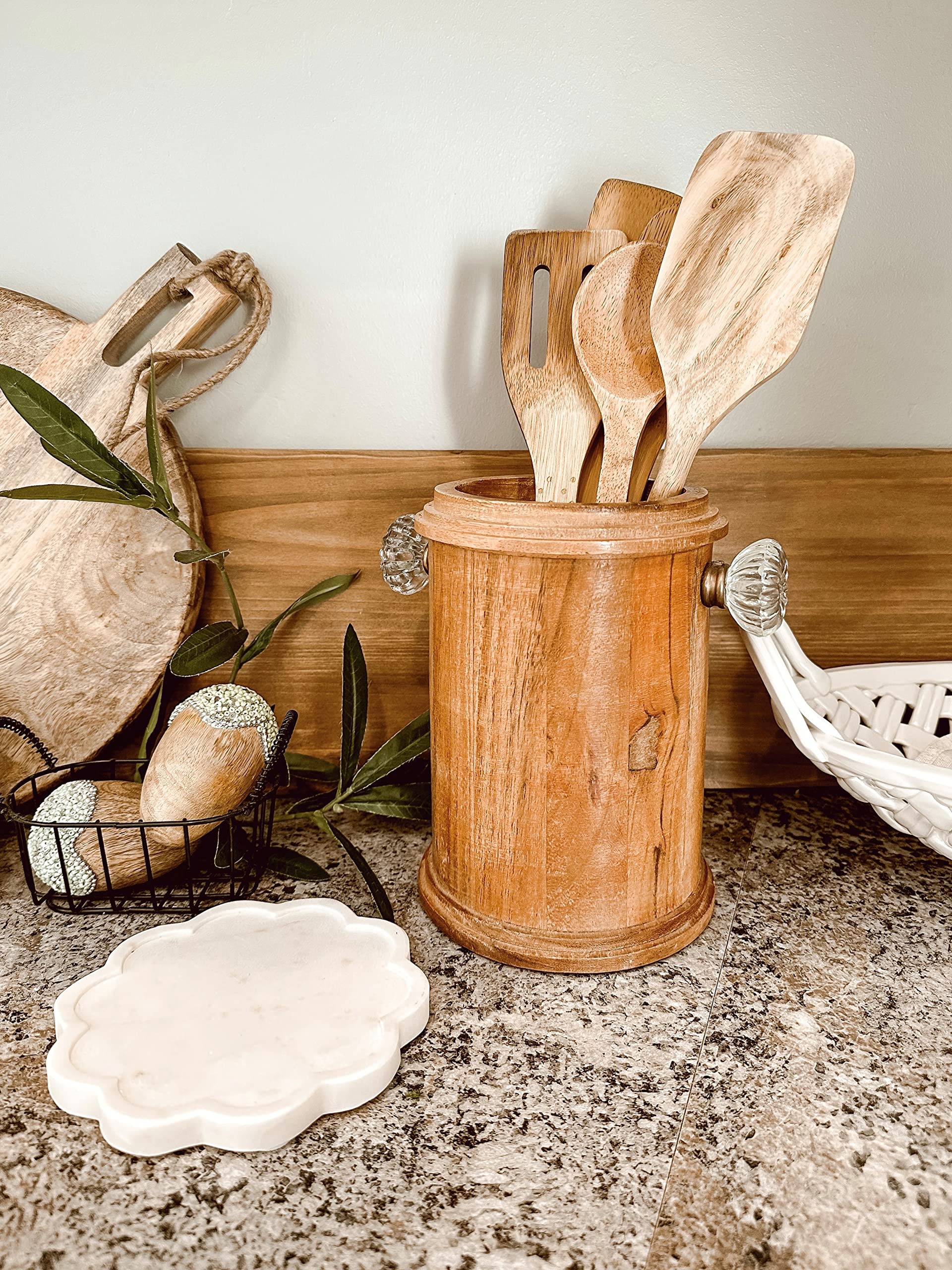 Mud Pie Spoon Rest Set, 5" dia, White