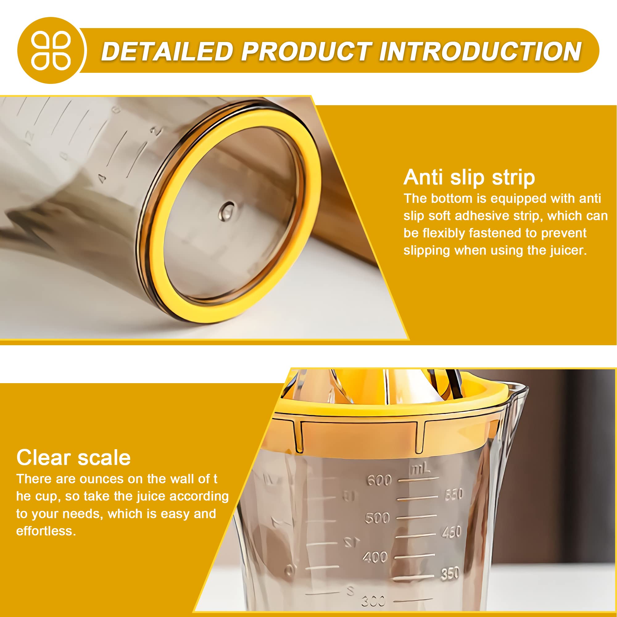 Citrus Lemon Orange Juicer Squeezer, Manual Hand Juicer for Orange Lime Squeezer, Lemon Juicer Orange Juicer Squeezer with Strainer and Built-in Measuring Cup