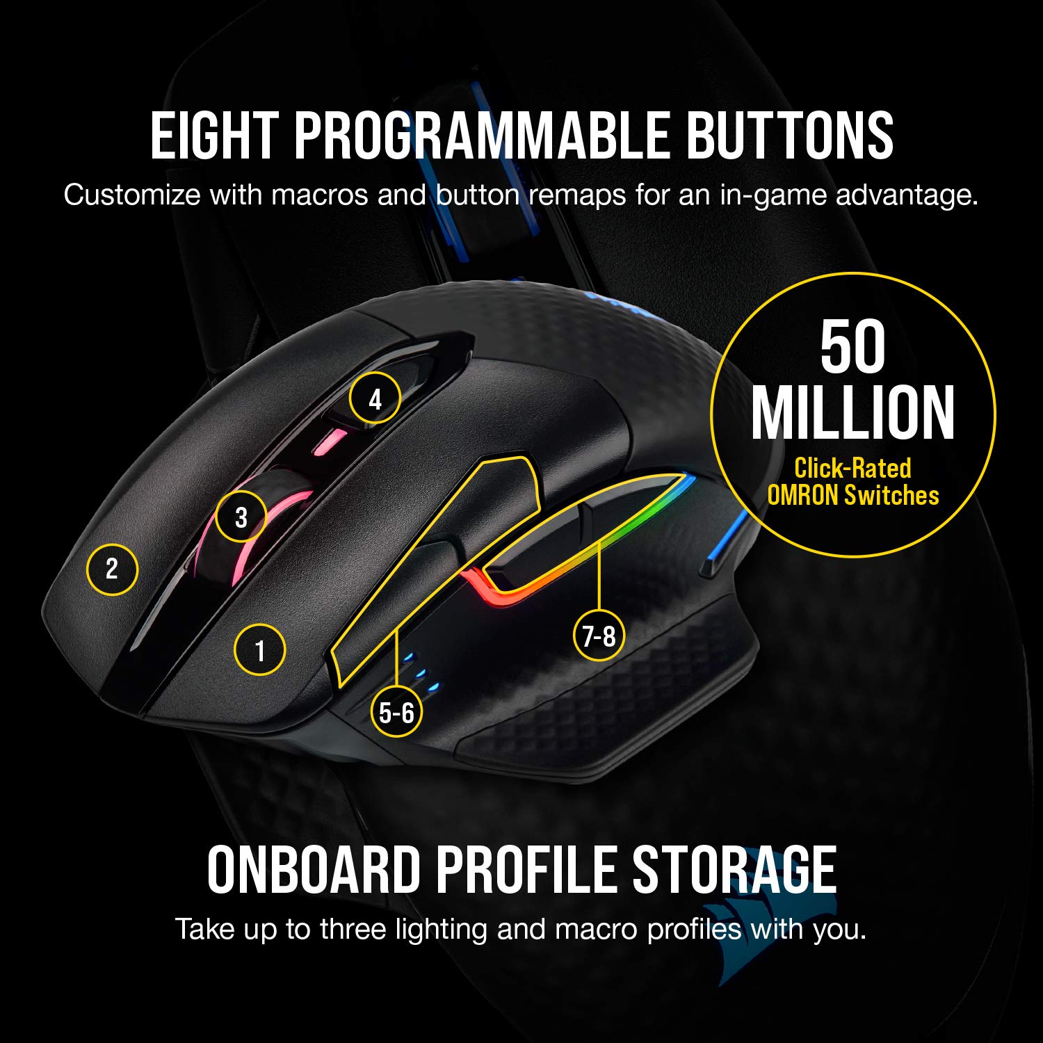 Corsair Dark Core RGB Pro SE, Wireless FPS/MOBA Gaming Mouse with Slipstream Technology, Black, Backlit RGB LED, 18000 DPI, Optical, Qi Wireless Charging Certified (Renewed)