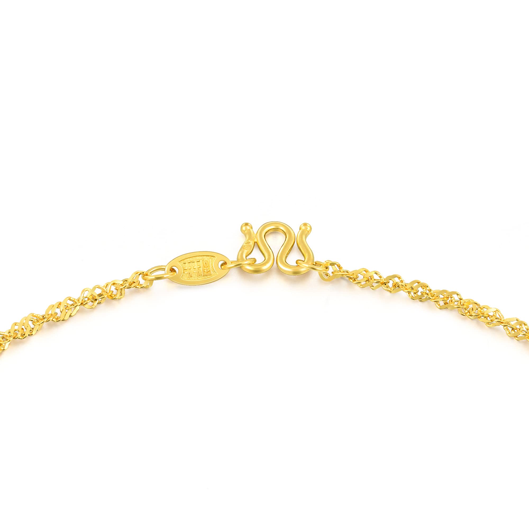 CHOW SANG SANG 999.9 24K Solid Gold Price-by-Weight 3.74g Gold Plain Chain Necklace for Women 62807N | 15.7 Inches, (40 CM)